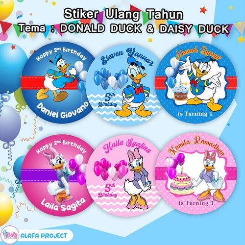 Jual AlafaProject Stiker Ulang Tahun Donald Duck / Label Ultah Daisy ...