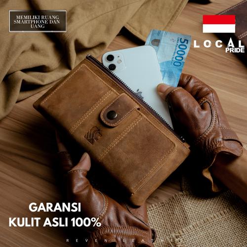 Promo Dompet HP Kulit Asli Panjang Pria Original Reven Bifold Leather ...