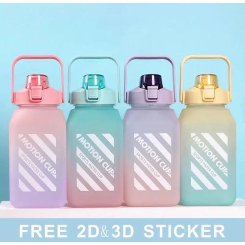 Jual Botol Minum Kotak Warna Gradasi Pelangi 2 Liter / 2000ML Stiker 3D ...