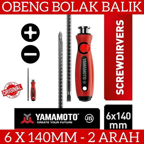 Jual YAMAMOTO Obeng TPR 2 Arah Fungsi Bolak Balik Plus Minus Ukuran ...