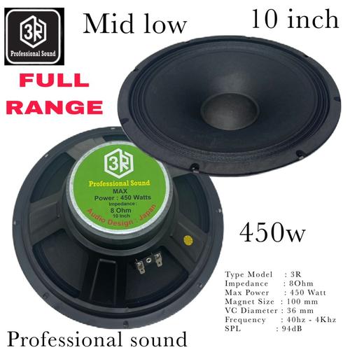 Jual Speaker Component 3R 10 Inch Full Range 450 Watt Black Series ...