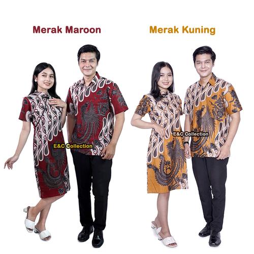 Jual Batik Couple Merak Kuning – Dress Batik Wanita – Hem/Kemeja Batik ...