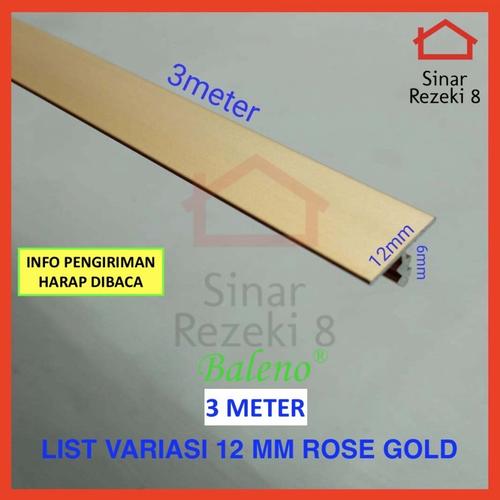 Jual List Variasi 12 mm Rose GOLD Aluminium Lis T Edging Penutup Celah ...