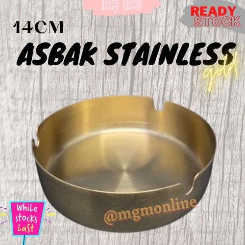 Jual Asbak Stainless GOLD Cafe Tebal Bulat 14cm asbak besi polos 3 ...