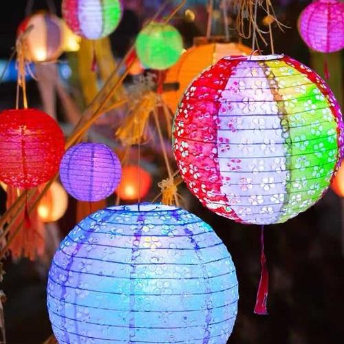Jual LAMPION KERTAS WARNA WARNI MOTIF DEKORASI IMLEK LAMPU GANTUNG CAFE ...