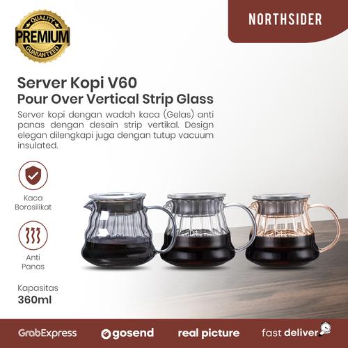 Promo V60 coffee server kopi pour over nordic vertical strip - 01 - 360ml, Clear - Kota ...