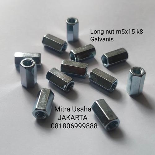 Jual Long nut m5 x 0,8 x 15mm k8 Galvanis / Mur Panjang / Coupling Nut ...