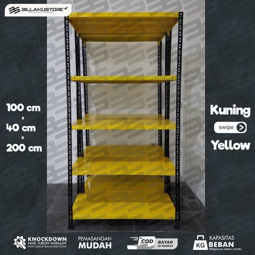 Jual Rak besi siku lubang warna kuning 5 susun 100 x 40 x 200 cm | Rak ...