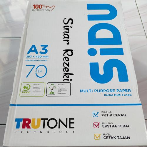 Jual 1 rim = 500 lembar!! KHUSUS INSTANT!!HVS A3/kertas hvs A3 Sidu ...