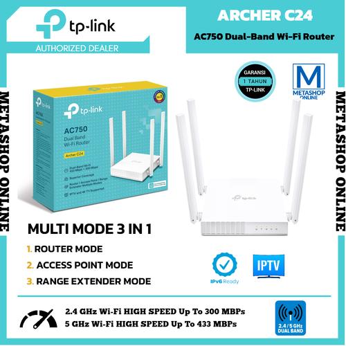 Jual TP-Link Archer C24 AC750 Dual-Band Wi-Fi Router TPLINK - Kota ...
