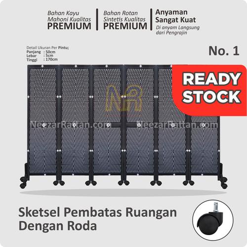 Jual Pembatas penyekat ruangan sketsel minimalis unik rotan lipat ...