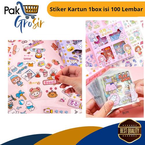 Jual Stiker Mainan Viral Motif Kartun Korea Lucu PVC 1 Box isi 100 Pcs ...