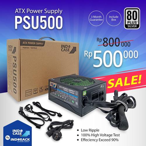 Jual INDOCASE ATX Power Supply 500W PSU 500 Watt 80+ Silver PSU500 ...