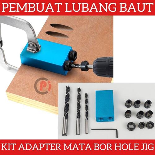 Jual Kit 14 in 1 Adapter Mata Bor Hole Jig Pembuat Lubang Baut Papan ...