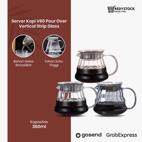 Jual V60 coffee server kopi pour over nordic vertical strip - 01 - 360ml, clear - Kota Tangerang ...