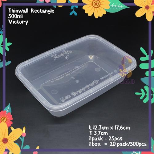 Jual KOTAK MAKAN PLASTIK THINWALL RECTANGLE 500ML PERSEGI PANJANG ...