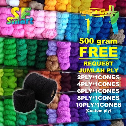 Jual Benang wool siet 2/16 500gr tufting gun / punch needle / rajut ...
