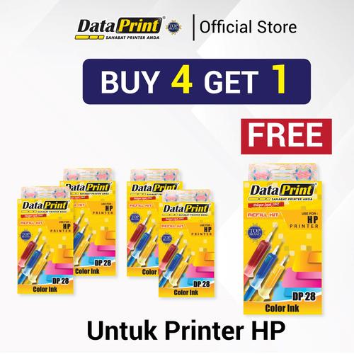 Jual Beli 4 Gratis 1 DataPrint DP 28 Tinta Refill For HP - Warna ...