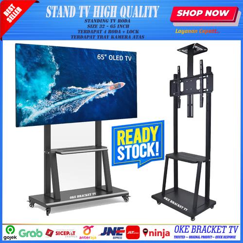 Jual bracket tv stand roda dorong 70 65 60 55 50 49 43 40 inch/standing ...