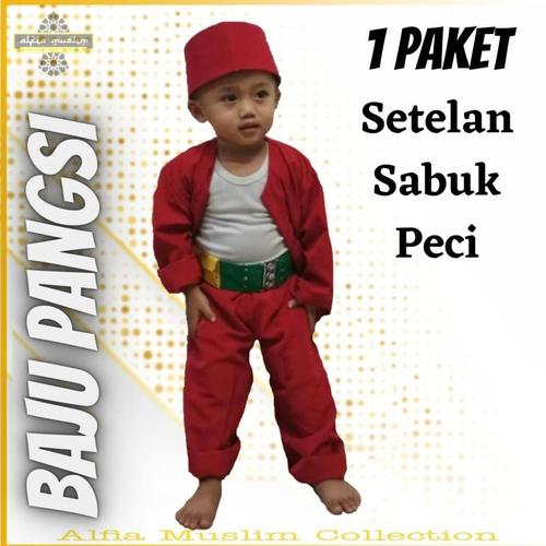 Jual Baju Pangsi Betawi Anak Lengkap (Setelan+Sabuk+Peci) Hot Promo ...