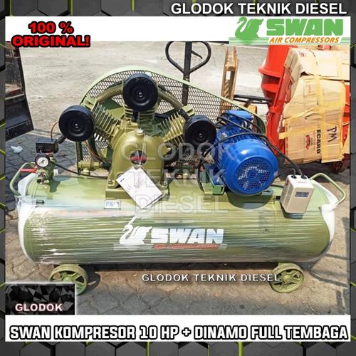 Jual SWAN Air Compressor 10 HP + Dinamo Motor Kompresor Angin 10 PK 310 ...