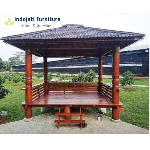 Jual gazebo kayu jati polos minimalis saung kayu - Kab. Jepara ...