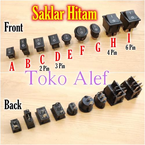 Jual Saklar on off hitam Rocker Switch kecil besar single - F bulat Ø ...