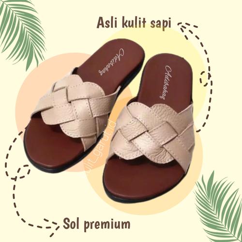 Jual Sendal Casual Wanita Premium Terbaru - Mocca, 40 - Kab. Garut - kulit_garut.id | Tokopedia