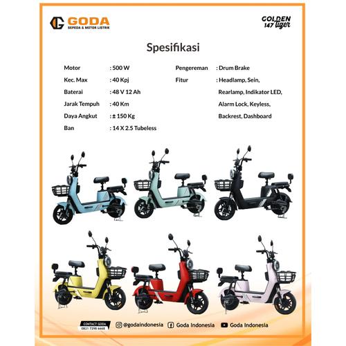Jual Sepeda Listrik Goda 147 Golden Tiger Premium Ellegant 500W Garansi ...