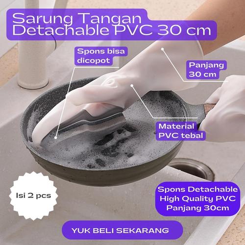Jual Sarung Tangan Karet PVC Cuci Piring Spons Bisa Dicopot Anti Noda ...