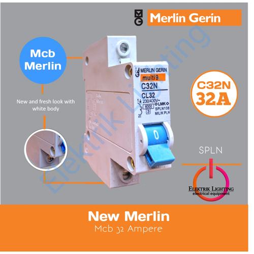 Jual Mcb Merlin Gerin 32 Ampere 32a PLN SPLN C32N KWH Anti Jeglek Trip ...