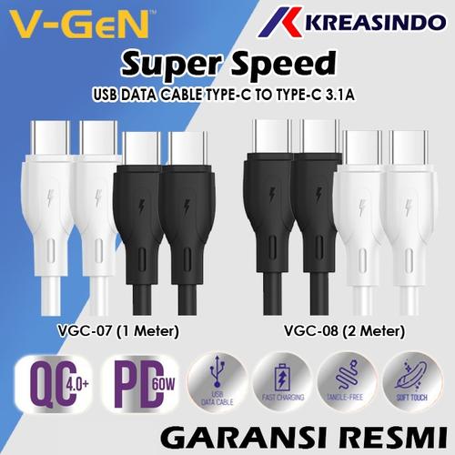 Jual VGEN V-GeN VGC-07 / VGC-08 Kabel Data Type C to Type C QC 4.0 60W ...