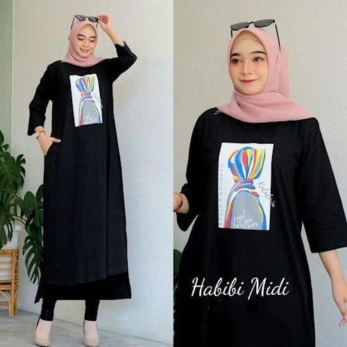 Jual Drees Baju Gaun Wanita Cewek Terbaru Model Kekinian Habibi Midi ...