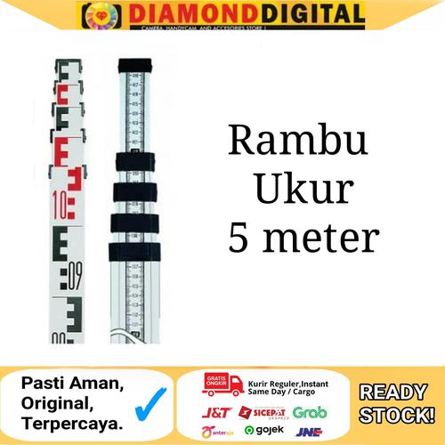 Jual RAMBU MISTAR BAK UKUR 5M/5 METER/ LEVELLING/ALUMINIUM STAFF 5 M ...