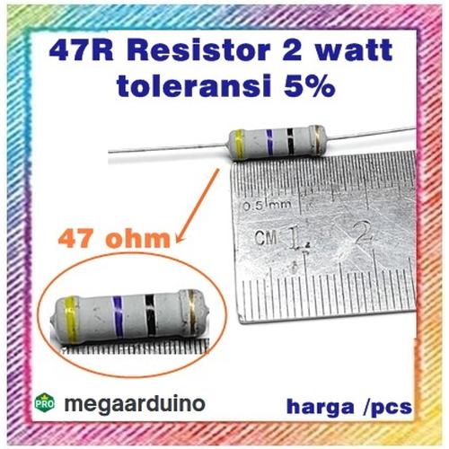 Jual 47 R 47 ohm 47R Resistor 2 watt 2watt toleransi 5% 2w - Kota ...
