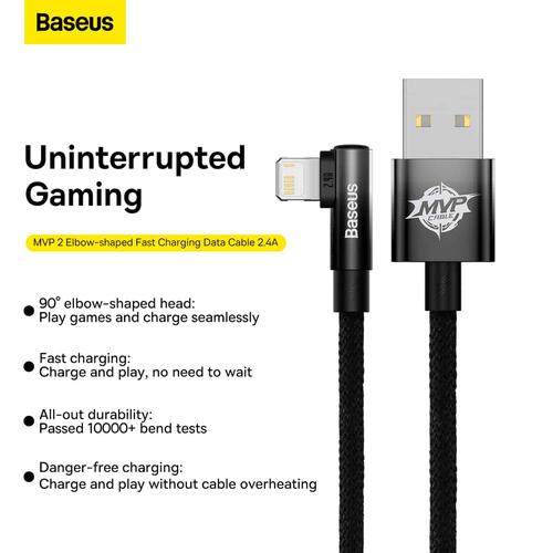 Jual Baseus Kabel Data MVP 2 Series Elbow USB to iPhone Lightning Cable ...