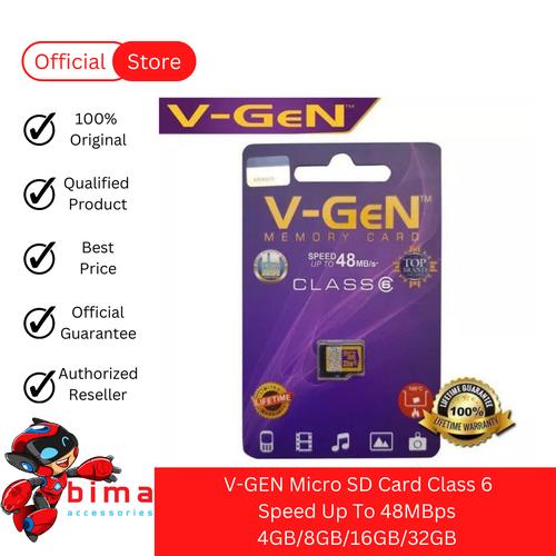 Jual Memory Card V-GEN Micro SD Vgen Original 4GB 8GB 16GB 32GB Class 6 ...