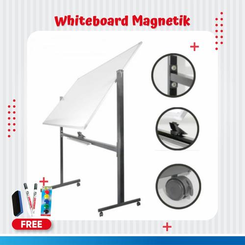 Jual Whiteboard / Papan tulis magnetic single face stand uk 120x180 Cm ...