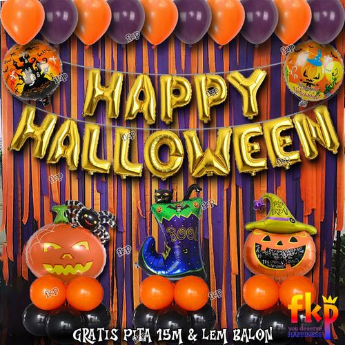 Jual Paket Dekorasi Halloween Streamer Full Stand Balon Lengkap ...