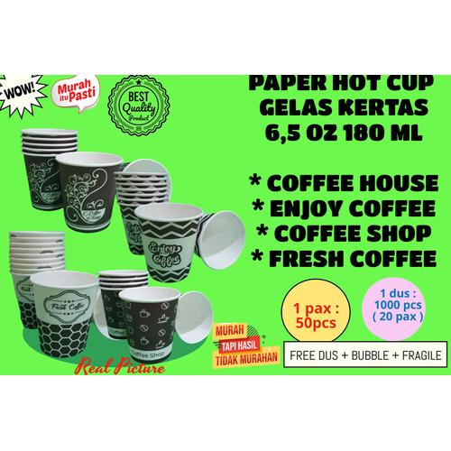 Jual Paper Hot Cup 6,5 oz 180 ml Motif Coffee Gelas kertas minimal 50 pcs - Coffee Shop ...
