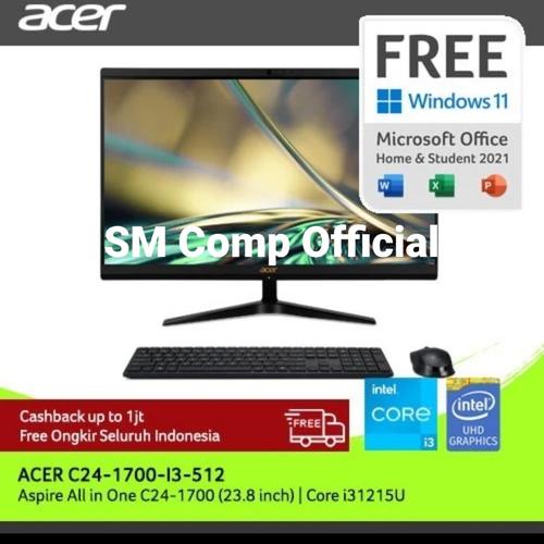 Jual acer AIO Aspire C24-1700 i3-1215U 4GB 512GB SSD Win11 OHS 23.8 ...