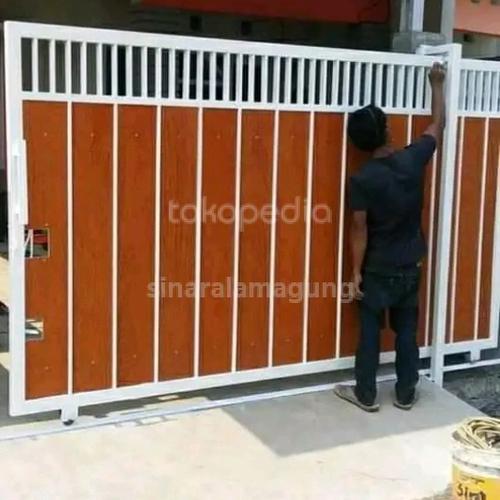 Jual pagar gerbang minimalis grc motif kayu/ pagar dorong 085702887181 ...