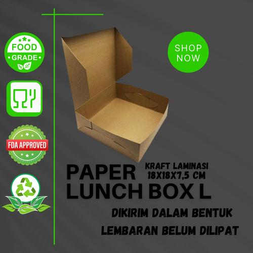 Jual Paper Lunch Box Ukuran Jumbo FoodGrade Kemasan Makanan Kotak Polos ...