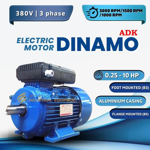 Jual Elektro motor ADK 2HP 3 hp 4 HP DINAMO ADK 3 phase 1500 RPM - 1000RPM (6pole), 1.5 HP ...