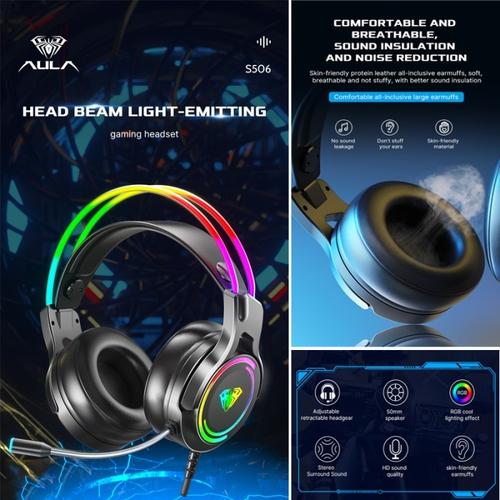 Jual AULA Headset Gaming S506 USB – Lightweight to wear without ...