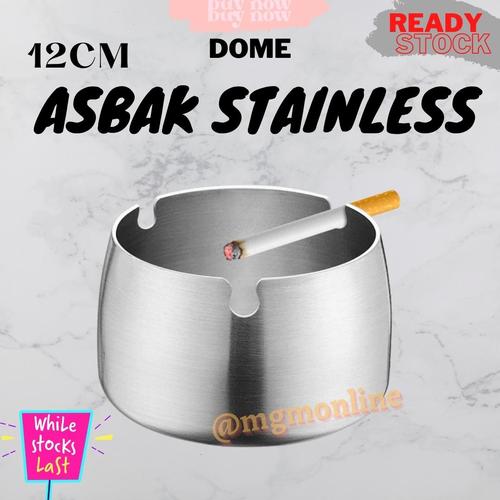 Jual DOME Asbak Stainless SILVER 12cm Tebal polos 3lubang Tingi 5cm ...