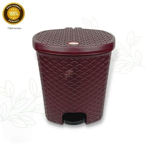 Jual Tempat Sampah Injak Rotan Anyam / Tong Sampah 7,5L 12,L / Kotak Sampah - Coklat, Kecil ...