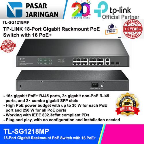 Jual TP-LINK TL-SG1218MP 18-Port Gigabit Rackmount PoE Switch with 16 ...