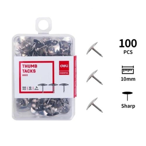 Jual PAKU PAYUNG SILVER THUMB TACKS DELI 0022 + CASE ISI 100 PCS - Kota ...