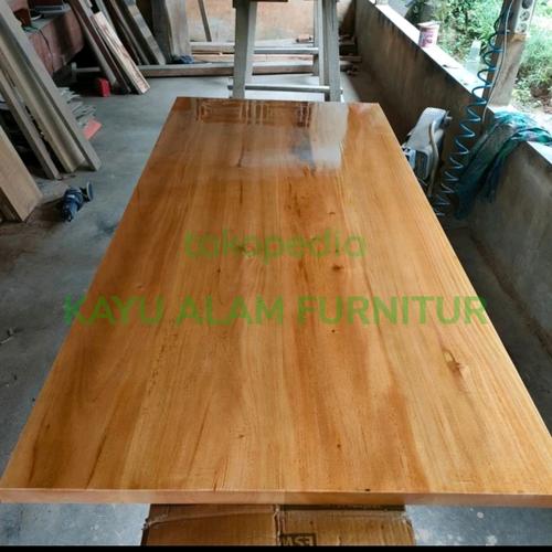 Jual top table kayu asli uk 150x80 sudah finishing salak brown doff ...